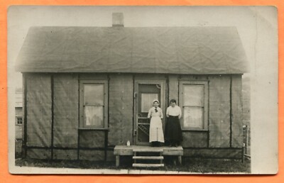 Portrait of 2 Women in Front of House, Old Cyko Real Photo Postcard ...