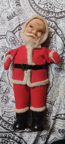 Vintage Rubber Face Santa Clause Doll 10'' Christmas Holiday Decor Red ...