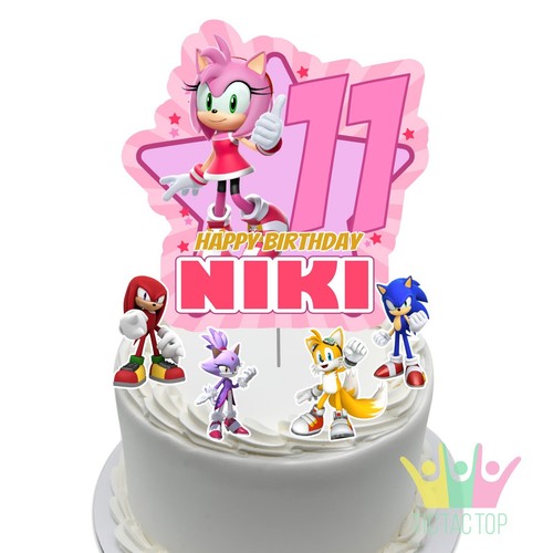 Amy Sonic Hedgehog Cake Topper Personalised. Lolly Bag Party Cupcake ...