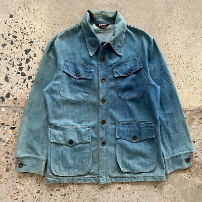 Vintage Campus Denim Slant Pocket Zinc Button Jungle Jacket | eBay