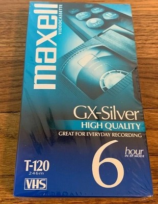 MAXWELL VHS VIDEO CASSETTE GX-SILVER HIGH QUALITY T-120 6 HOUR SEALED ...