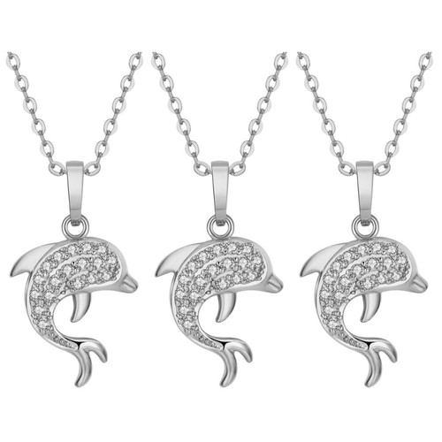 3 Pieces Micro-inlay Lovely Dolphin Necklace Irregular Shape Decor ...