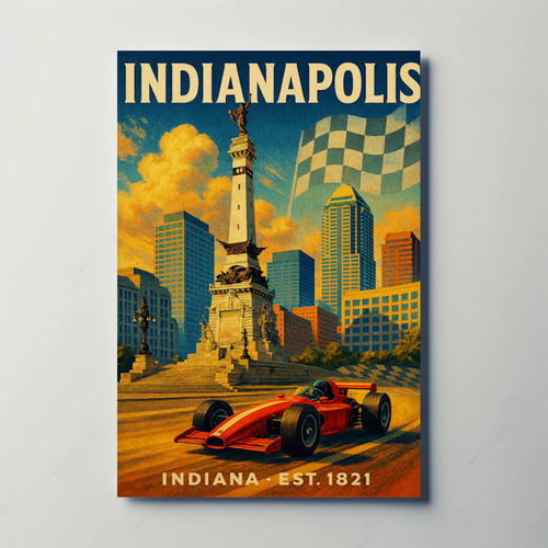 Indianapolis Indiana Racecar City Checkered Flag Poster | eBay