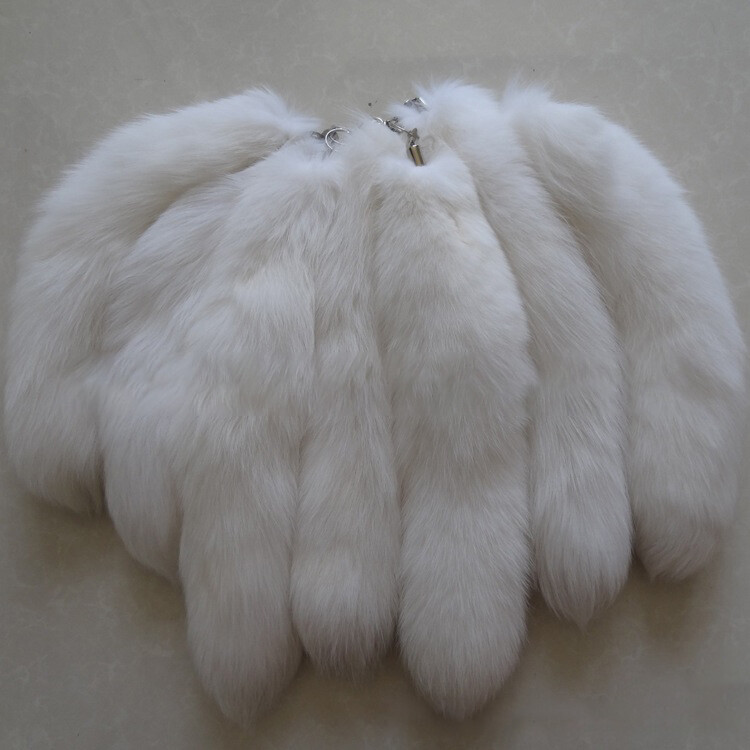 2pcs Snow Fox HIDE Tail Fur Key Chain Ring Fur Pendant Key Ring Bag ...