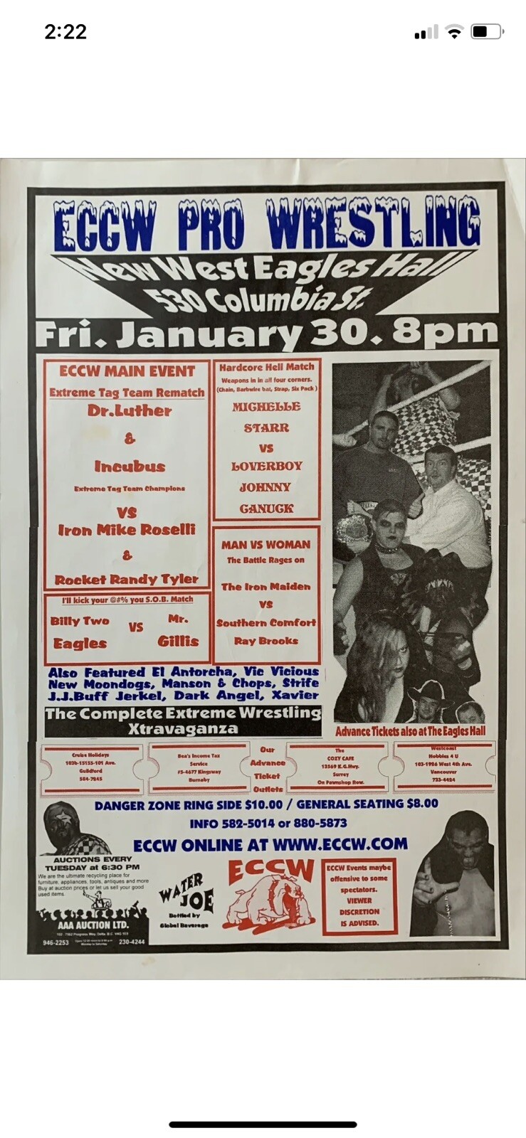 Vintage 90s ECCW Extreme Wrestling Show Posters Lot Of 6 Vancouver ...