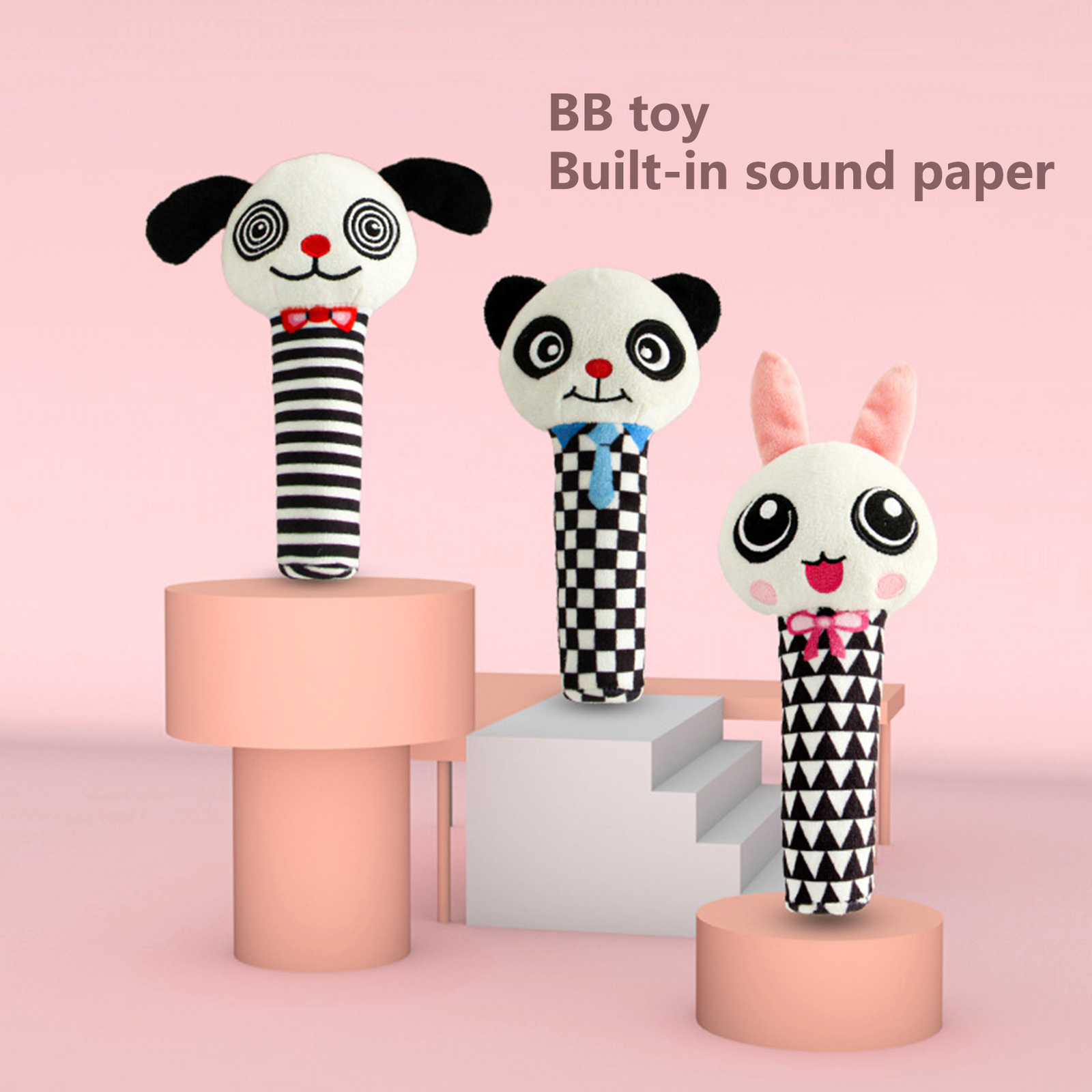 Plush Stuffed Animal Rattle Toy Baby Soft Hand Grip BB Toys Rattle Hand ...