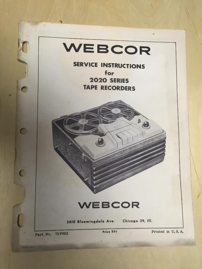 Webcor Service Manual for the 2020 Series Tape Recorders 2022 2023 | eBay