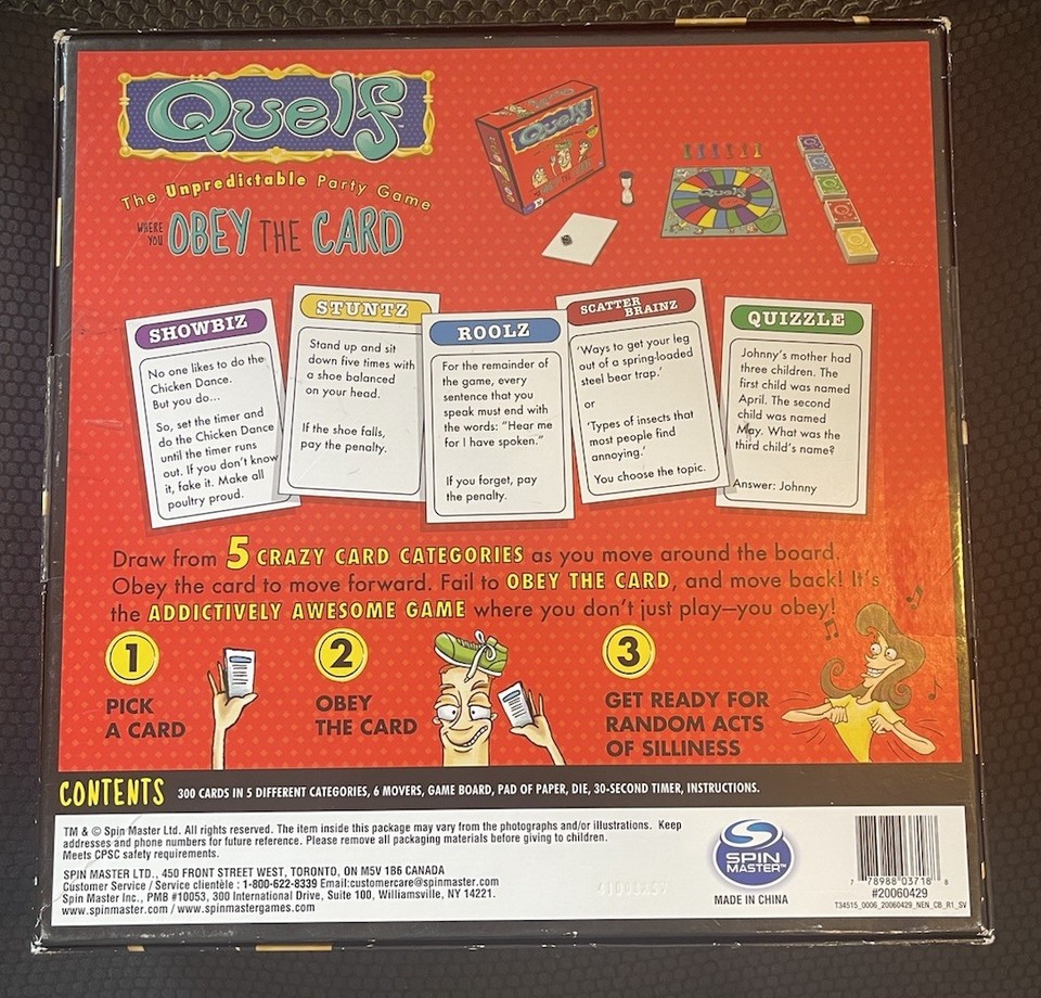 Quelf Board Game The Unpredictable Party Game by Spin Master Adult 3-6 ...