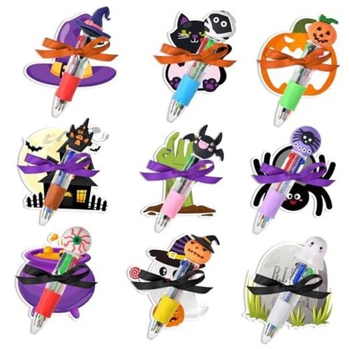 36 Pcs Halloween Sticky Notes and Pens Set, 18 Halloween Mini Ballpoint ...