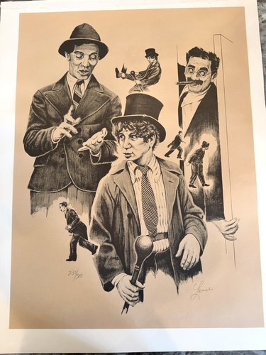 Vintage Signed Lanse Marx Brothers Lithograph Ltd Ed #237/300 Groucho ...