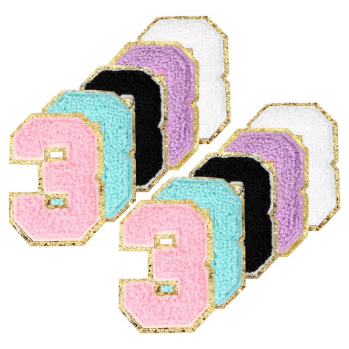Chenille Number Patches, 10 Pcs Iron on Number Patch, Number 3 ...