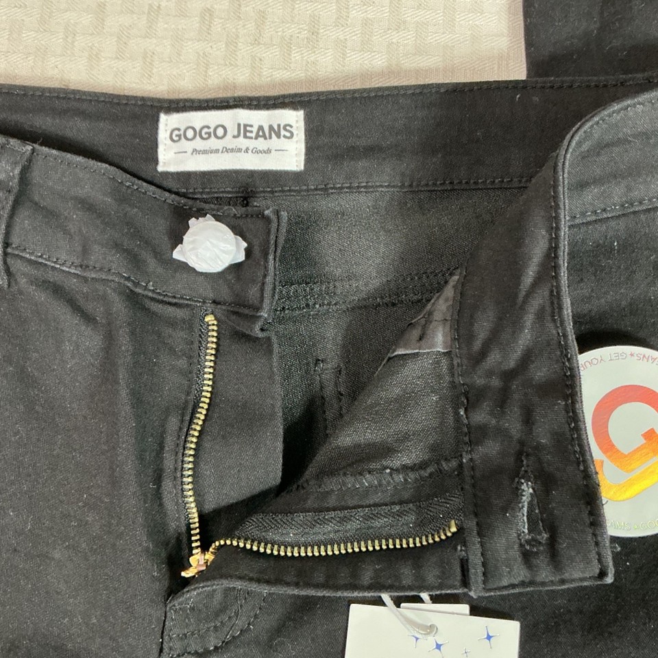 Gogo Jeans Womens Size 13/31 Black Bootcut Rhinestone-Embellished Denim ...