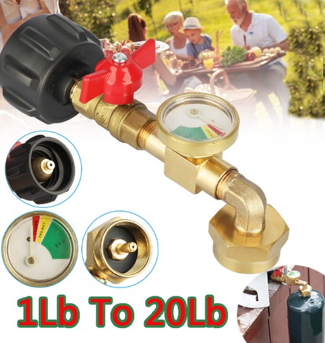 Propane Refill Adapter w/ON-Off Valve and Gauge Fill 1Lb Bottle From 1 ...