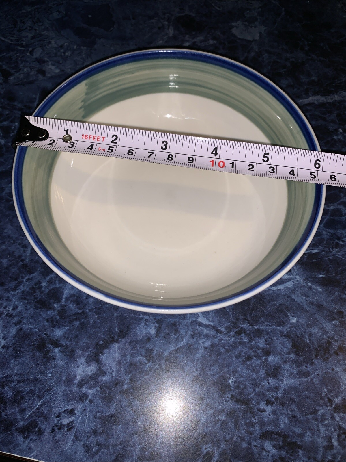 Alco Industries AD129 Blue Green Band Rings Stoneware Cereal Soup Bowl ...