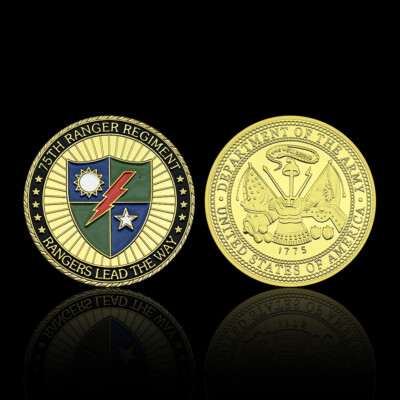 1775 US Army 75th Ranger Regiment Gold Plated Challenge Coin ...