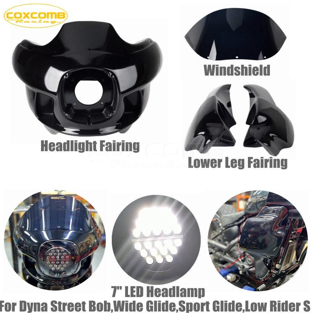 Headlamp/Lower Leg Fairing 7''LED Headlight Wind Deflector Mount Kit ...