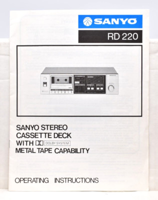 Sanyo RD 220 Cassette Deck Owner's Manual / Operating Instructions - 8 ...