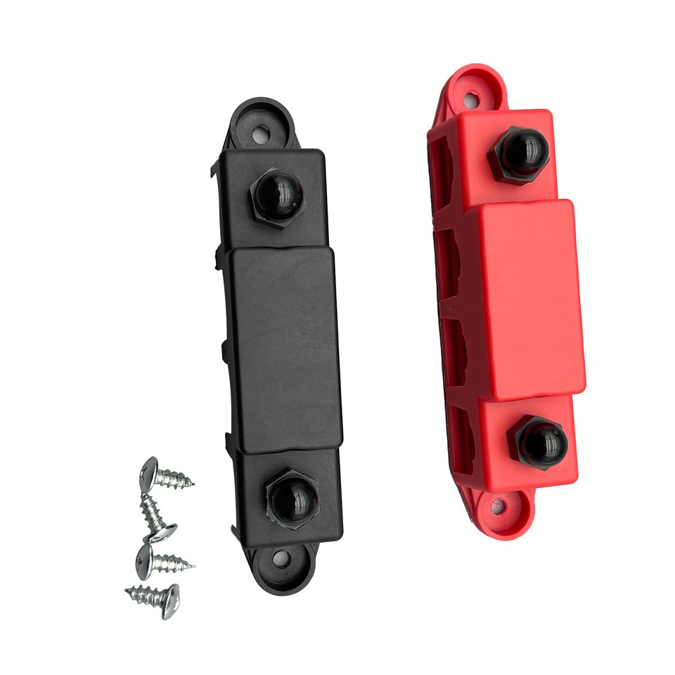 3/8" / 250A 4 Stud Busbar Bus Bar Power Distribution Terminal Block Red ...