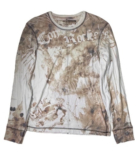 Y2K Guess Rockers Strength Logo Graphic Long Sleeve T-Shirt Size L Made ...