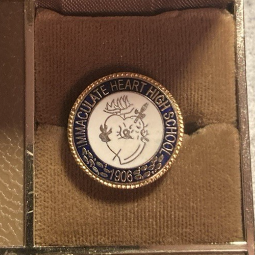 Catholic Devotion Sacred Immaculate Heart High School 1906 Gold Tone Label Pin | eBay