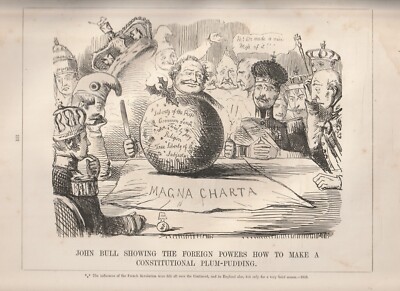 PUNCH , JOHN LEECH ORIGINAL PRINT , 1862 ,JOHN BULL SHOWING FOREIGN ...