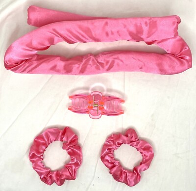 Luxe + Willow No Heat Curls Ribbon with Hair Clip & 2 Scrunchies Hot Pink | eBay