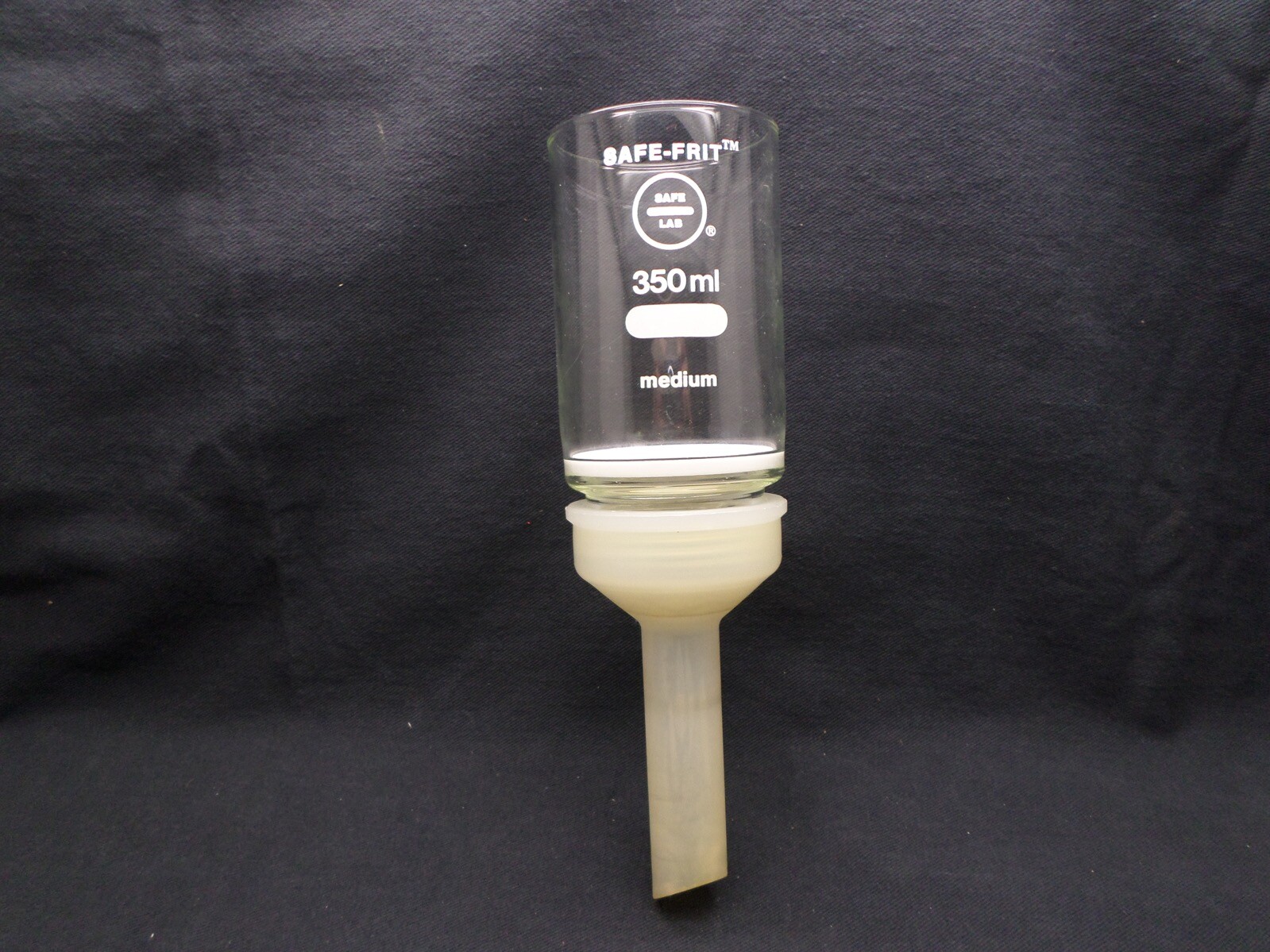 Safe Lab Safe-Frit Glass 350mL Medium Fritted Filter Funnel w/ Plastic ...