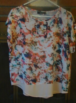 a.na. woman's size L pink floral print short-sleeved blose | eBay