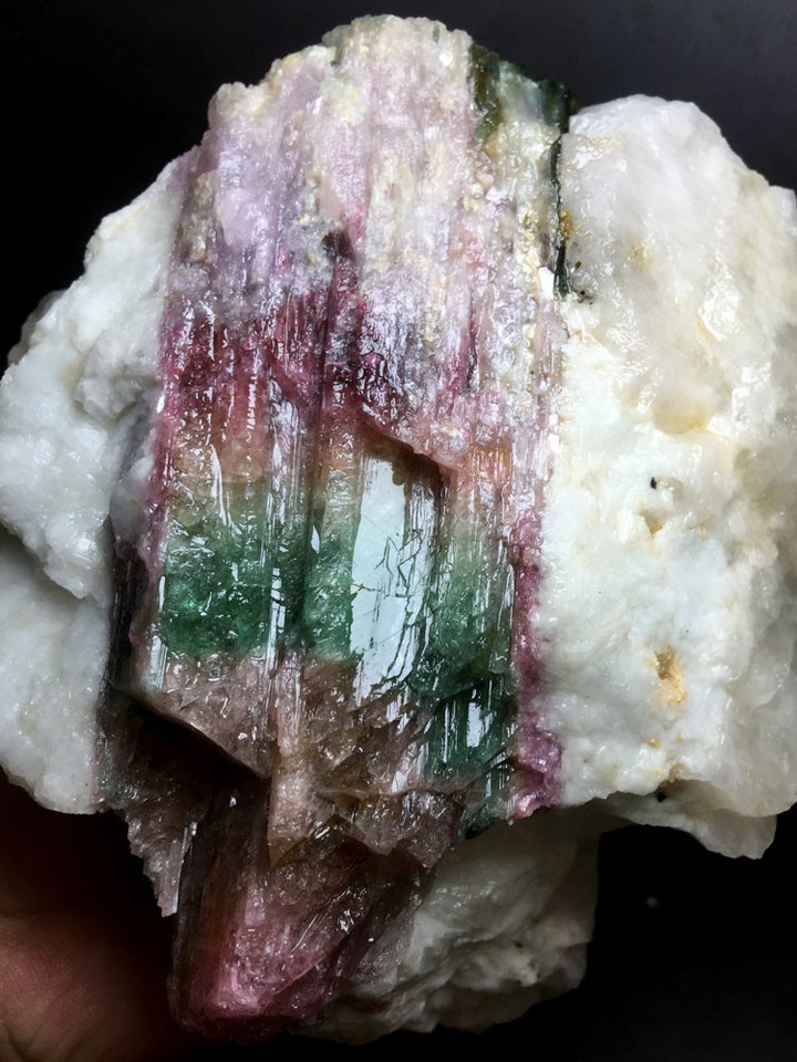 1520g Natural Watermelon Color Tourmaline Crystal Rough Stone Specimen ...