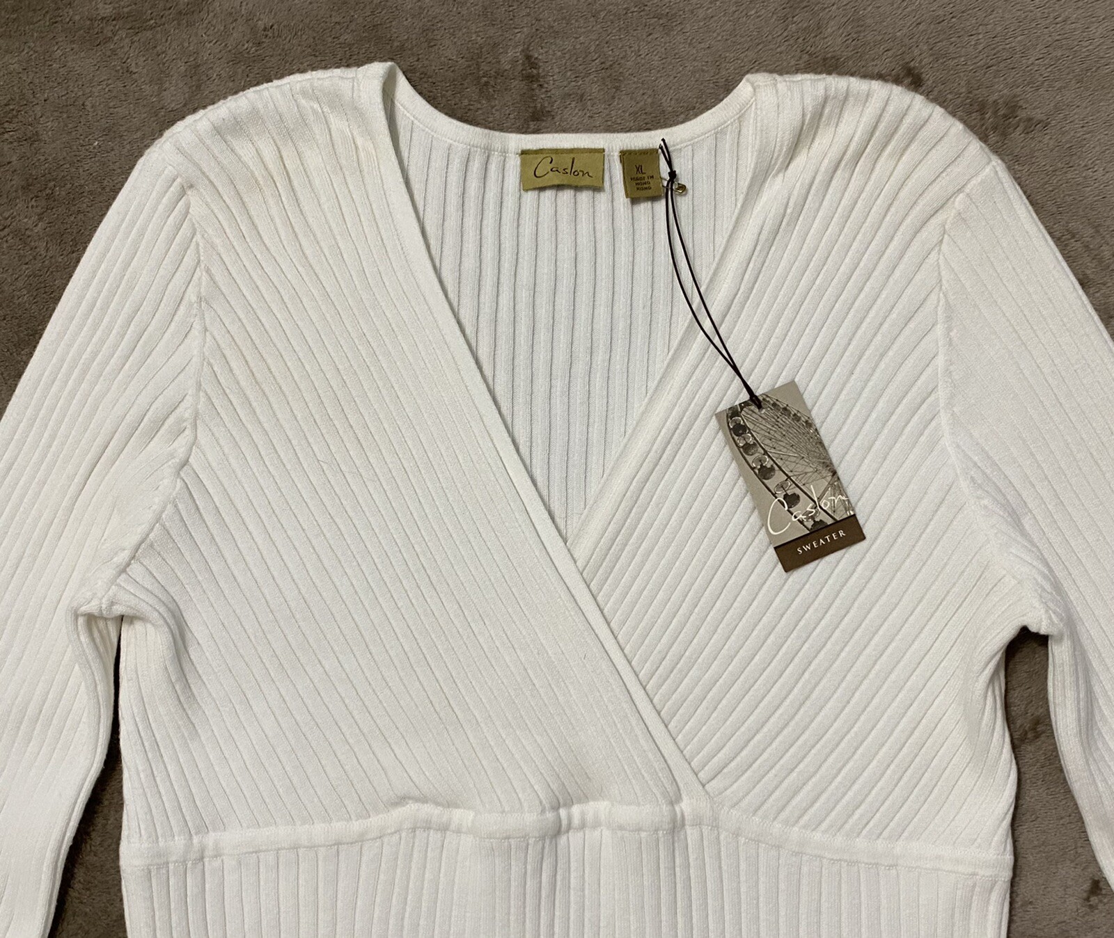 Caslon Women’s Size XL Off White Ivory V Neck Empire Waist Sweater | eBay