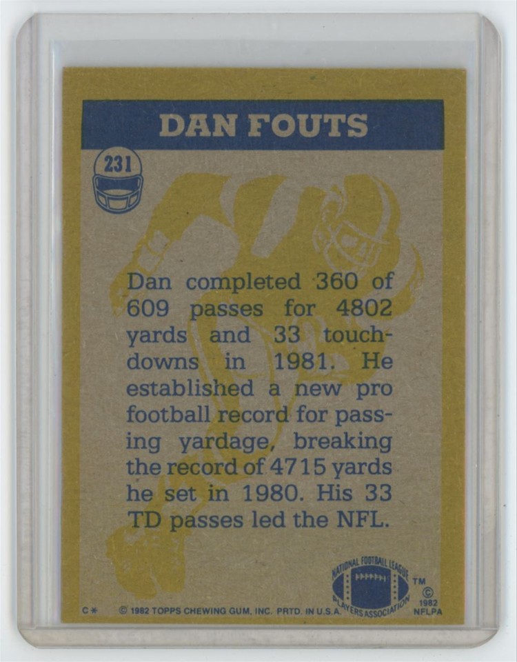 1982 Topps Dan Fouts . San Diego Chargers #231 | eBay