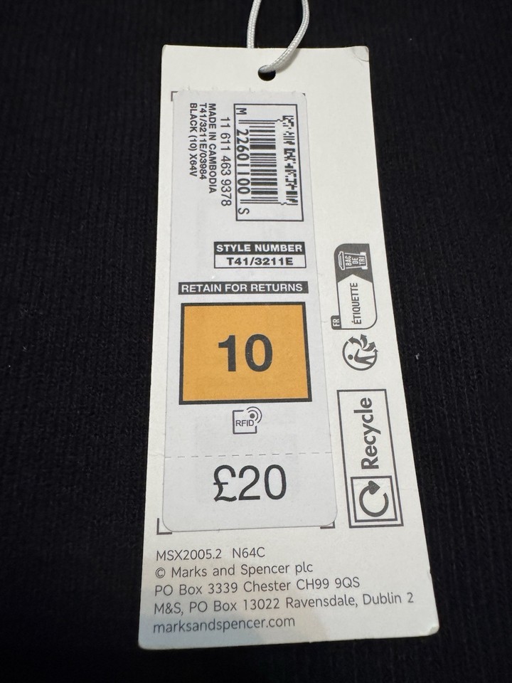 M&S, Size 10, Finely Ribbed Black Cotton Rich Jumper In Relaxed Fit ...