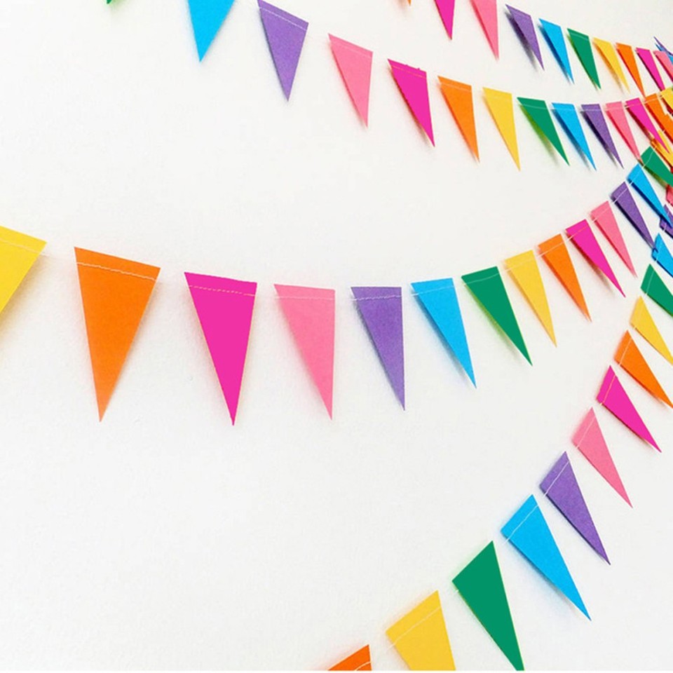 4 M Triangle Flag Banner Paper Banners Carnival Party Decorations ...