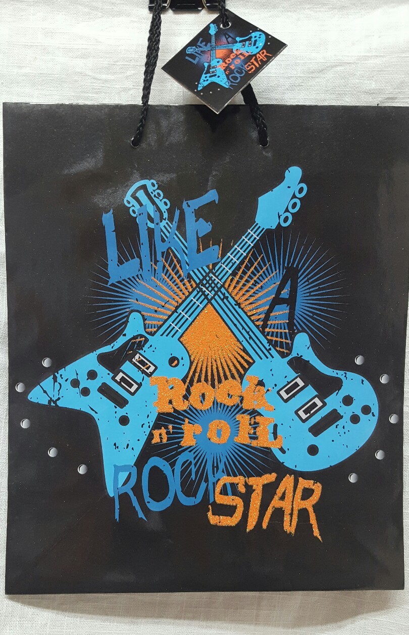 LIKE A ROCKSTAR GIFT BAG GUITAR GIFT SACK WITH ROPE HANDLES AND GIFT ...