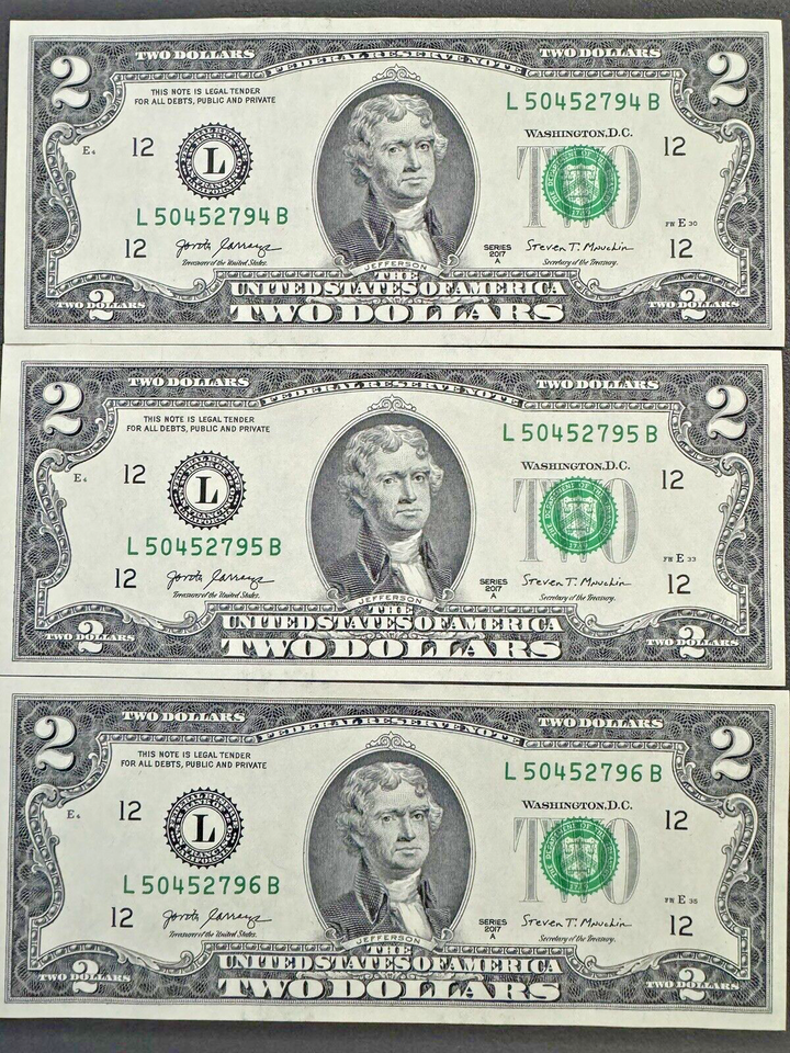 New Two Dollar ($2) Bill, Uncirculated Banknote - Lot of 3 Notes | eBay