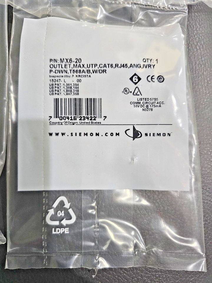 Lot of 11 SIEMON MX6-20 Max Module, Angled CAT6 Ivory **NEW** | eBay