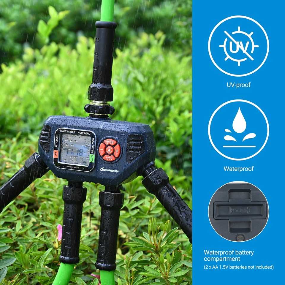 Programmable Water Hose Sprinkler Timer 4 Zone Garden Drip Irrigation ...