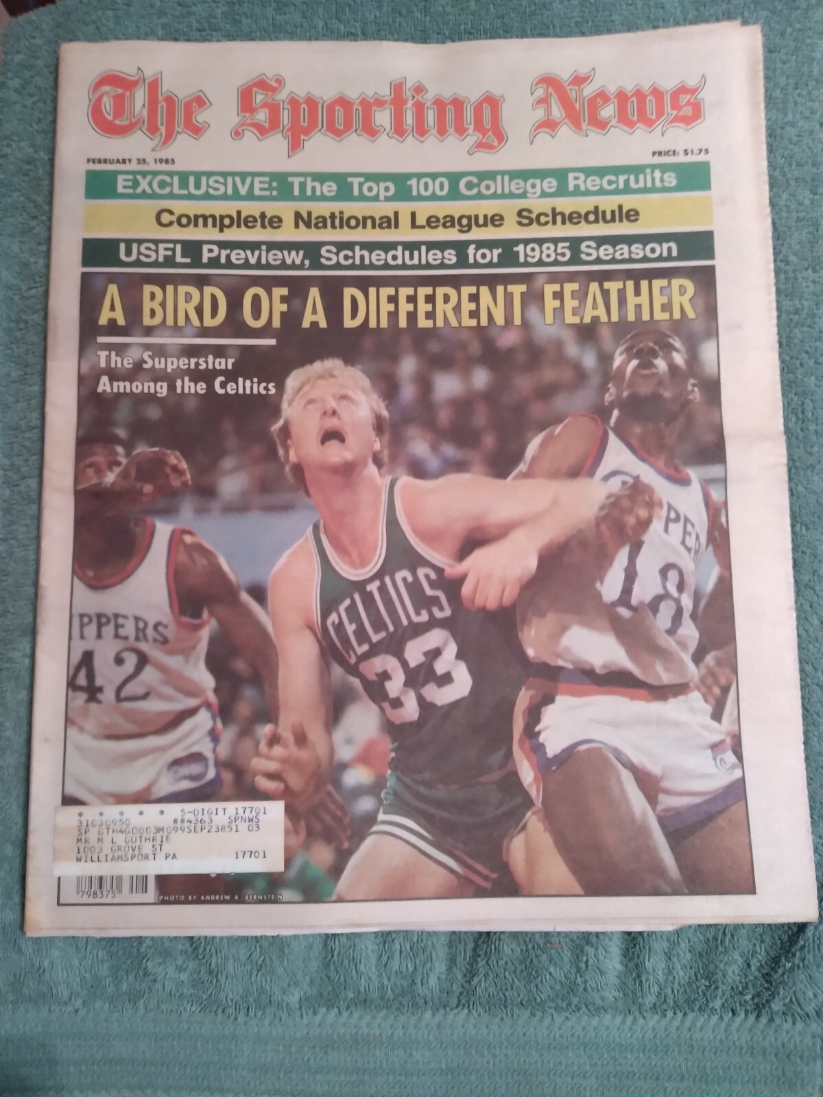 February 25, 1985 The Sporting News NBA Boston Celtics Legend Larry ...