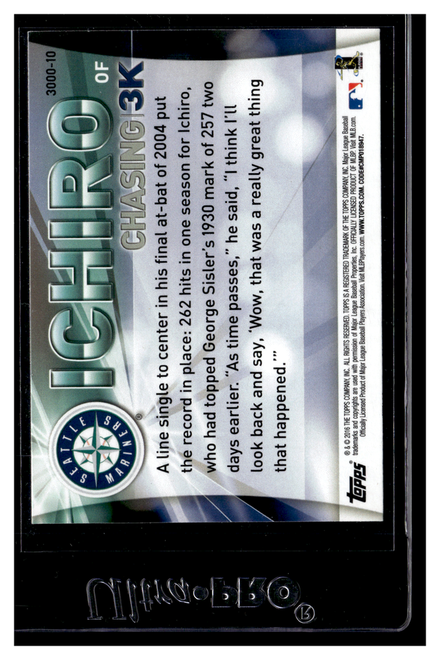 2016 Topps #3000-10 Ichiro Chasing 3000 | eBay