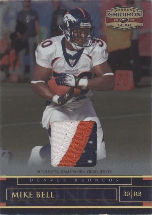 2007 Donruss Gridiron Gear - Mike Bell #91 Materials Prime /50 (MEM ...