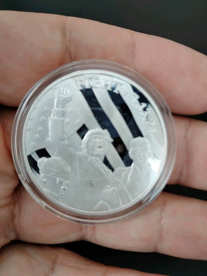 1 Oz .999 Fine Silver TRUMP " Trump fight, fight" 7-13-24 Coin Limited ...