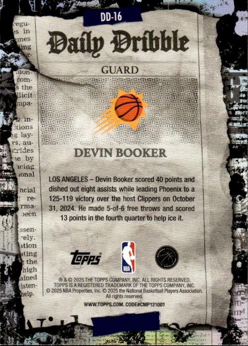 2025-26 Topps #DD-16 Devin Booker The Daily Dribble | eBay