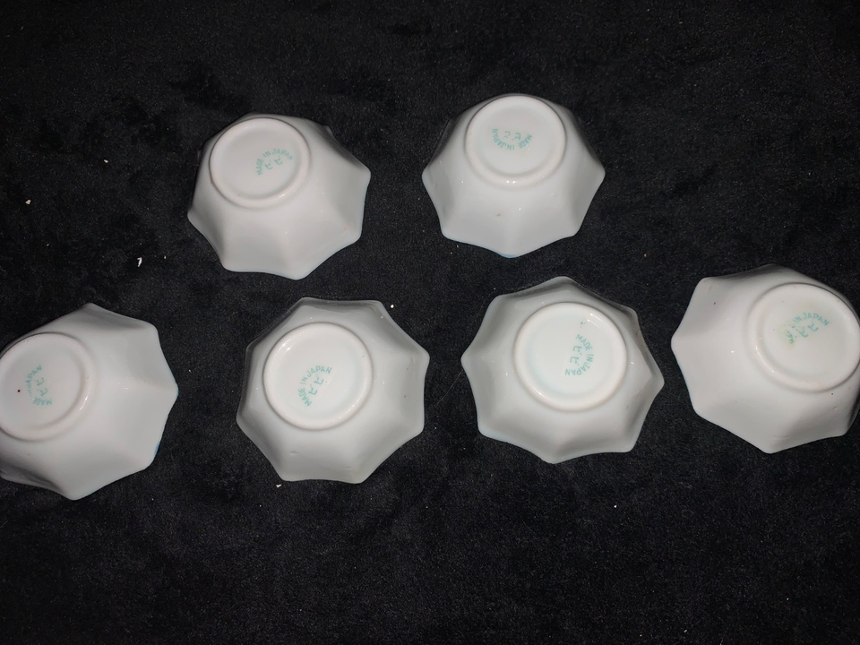 Vintage Made in Japan Porcelain Salt Cellar Set | Floral Blue Gold | 7 ...