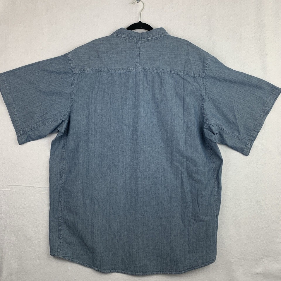 Wrangler Mens Shirt 3XT Riggs Workwear Denim Blue Short Sleeve Pocket ...