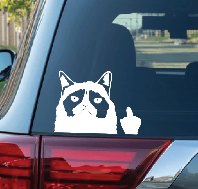 Grumpy Cat Flipping Off Decal Vinyl Car Sticker Funny easy to place | eBay