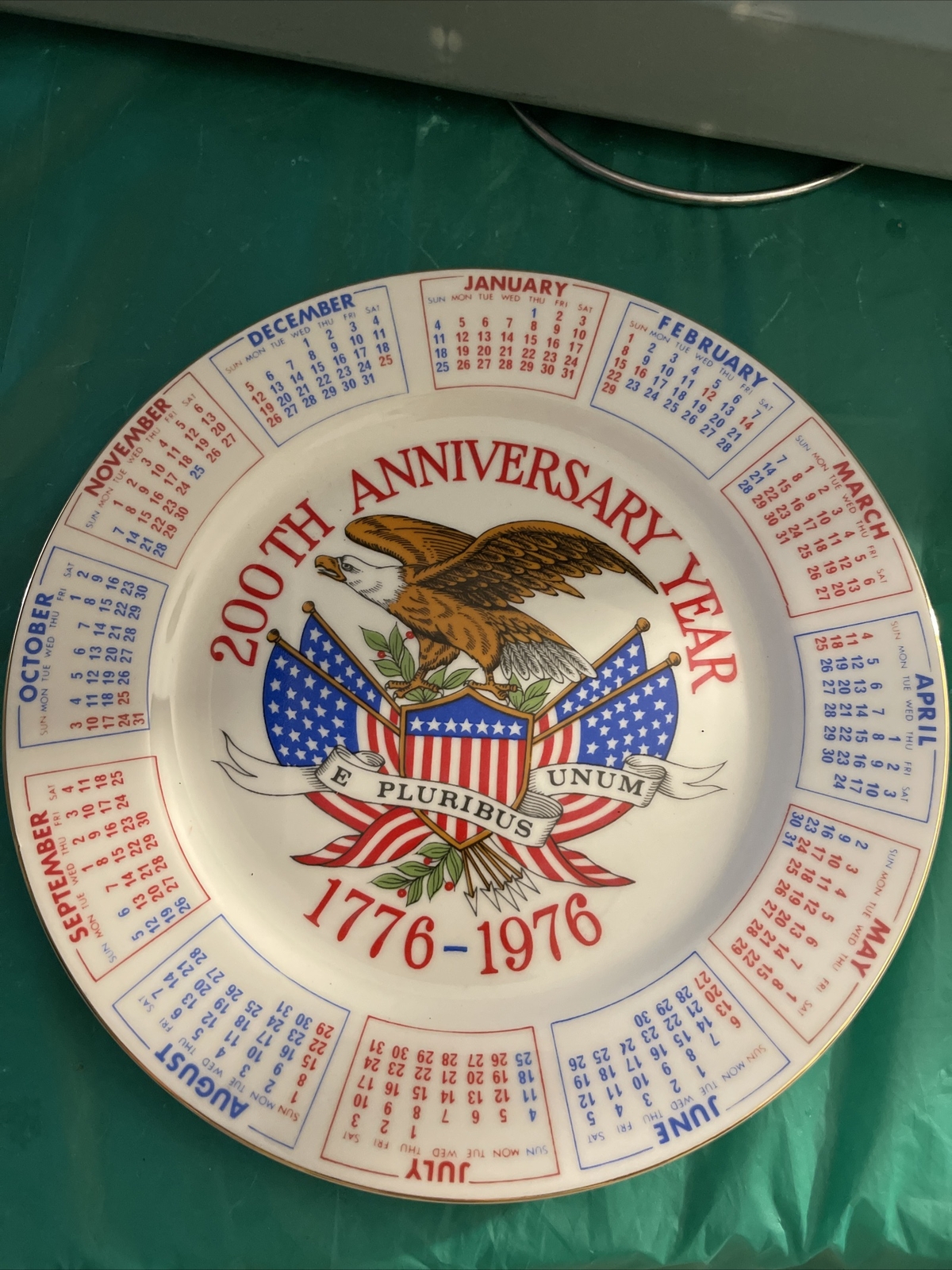 Calendar plate 200th Anniversary year 1776-1976 Eagle Spencer gifts ...