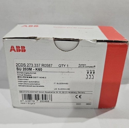 ABB GE SU203M-K60 Miniature Circuit Breaker 60A 3P 2CDS273337R0587 K Curve NEW | eBay