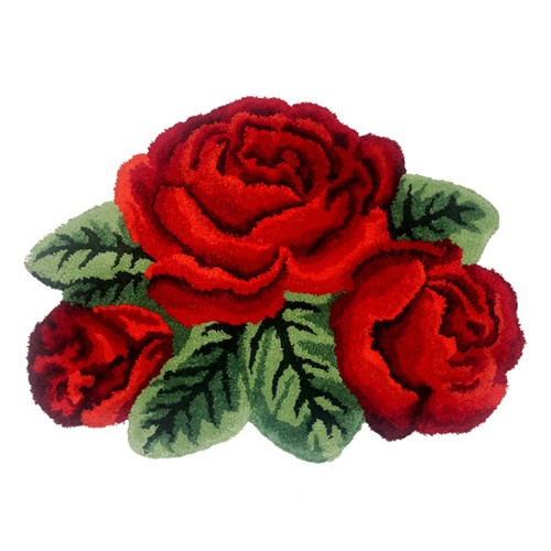 Red Rose Floral Mats Non-Slip Modern Washable Carpet Bath Rug 3 Roses ...