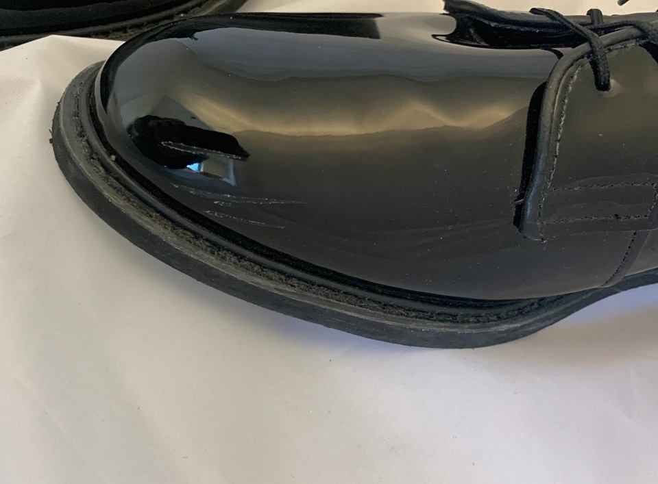 CAPPS Men's Black High Gloss / DRMO / Military Uniform Dress Shoes ...