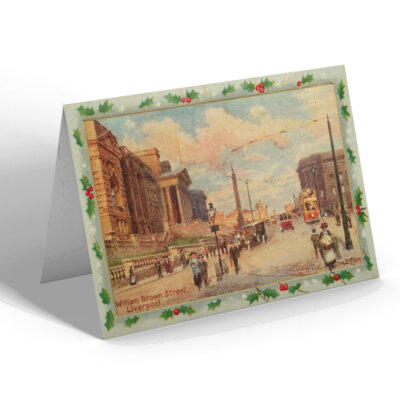 CHRISTMAS CARD Vintage Lancashire - William Brown Street, Liverpool (c ...